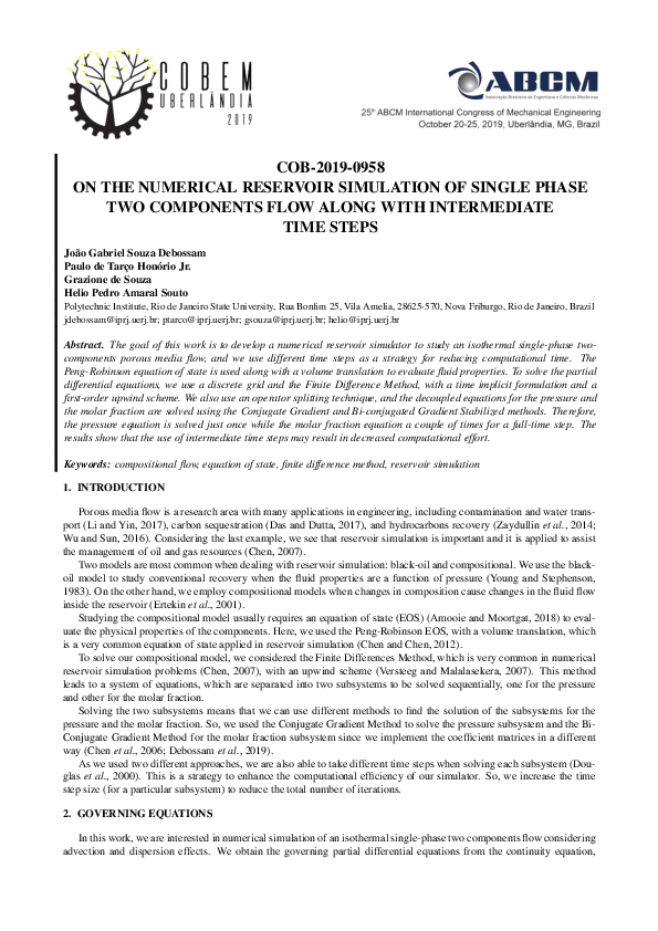 (PDF) On the Numerical Reservoir Simulation of Single Phase Two ...