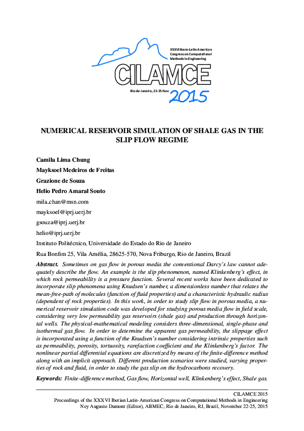 (PDF) Numerical Reservoir Simulation of Shale Gas in the Slip Flow Regime