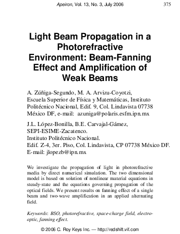 (PDF) Light Beam Propagation in a Photorefractive Environment: Beam ...