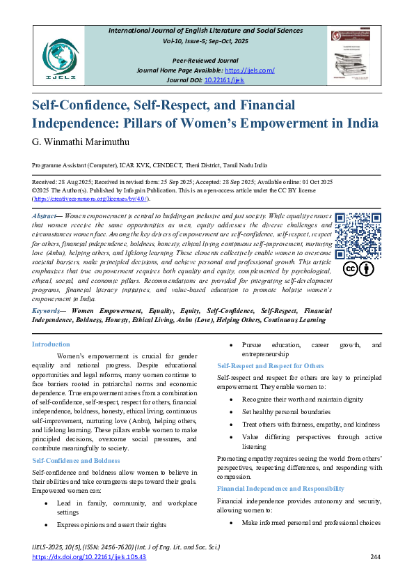 (PDF) Self-Confidence, Self-Respect, and Financial Independence ...
