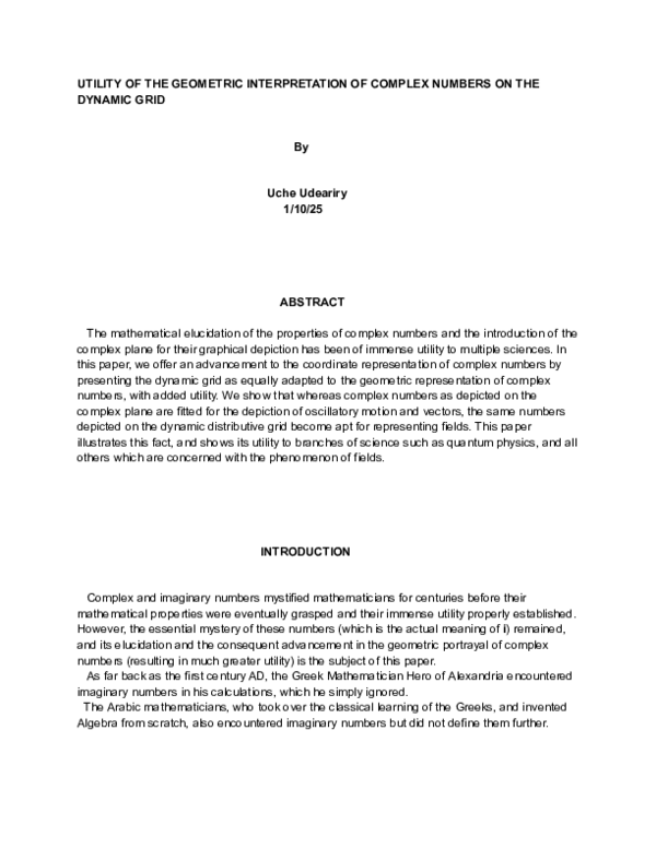 (PDF) UTILITY OF THE GEOMETRIC INTERPRETATION OF COMPLEX NUMBERS ON THE ...