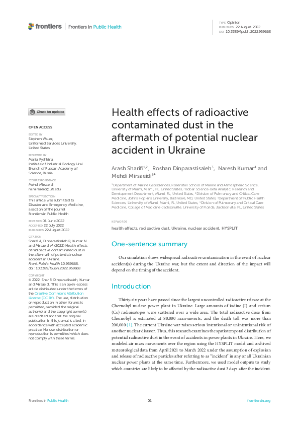 (PDF) Health effects of radioactive contaminated dust in the aftermath ...