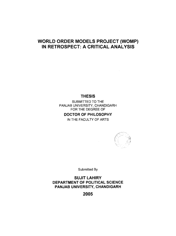 (PDF) World order models project WOMP in retrospect a critical analysis