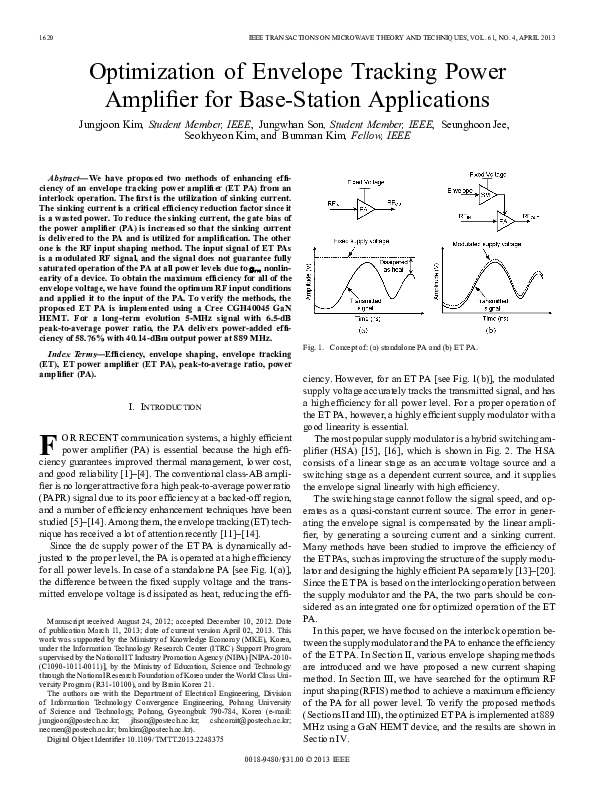 (PDF) Optimization of Envelope Tracking Power Amplifier for Base ...