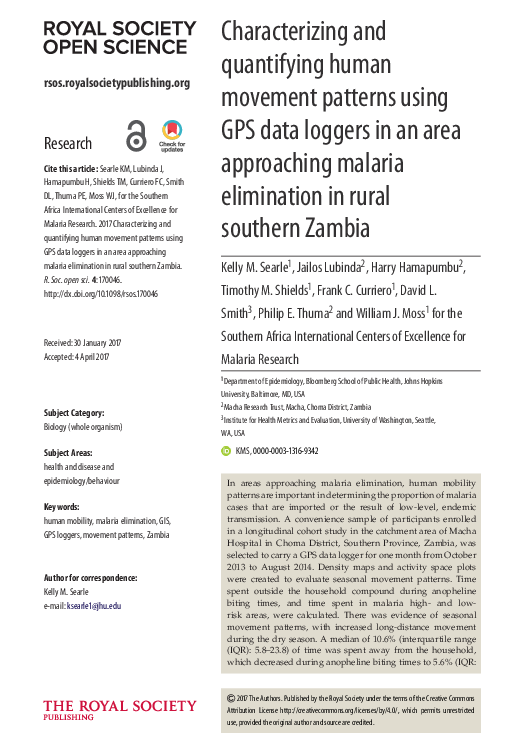 (PDF) Characterizing and quantifying human movement patterns using GPS data loggers in an area ...
