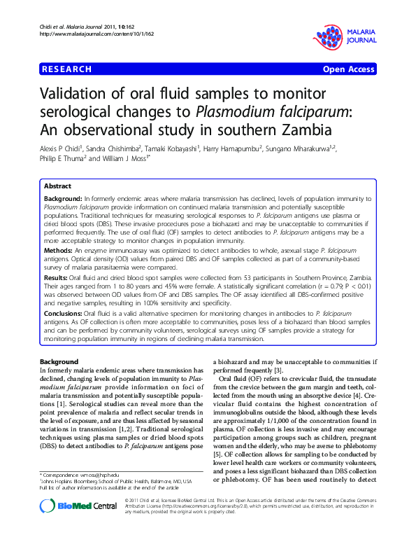 (PDF) Validation of oral fluid samples to monitor serological changes ...