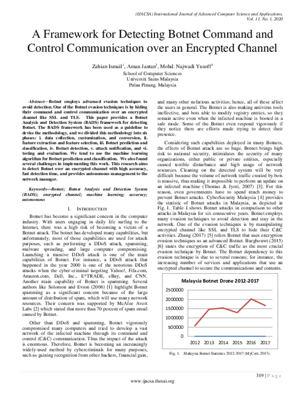 (PDF) A Framework for Detecting Botnet Command and Control Communication over an Encrypted Channel