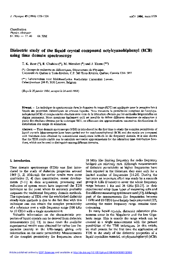 (PDF) Dielectric study of the liquid crystal compound ...