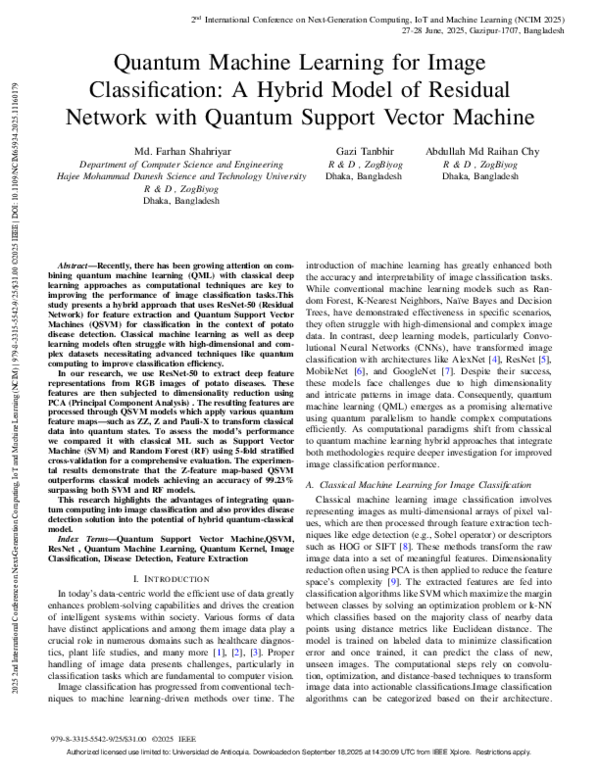 (PDF) Quantum Machine Learning for Image Classification: A Hybrid Model of Residual Network with ...