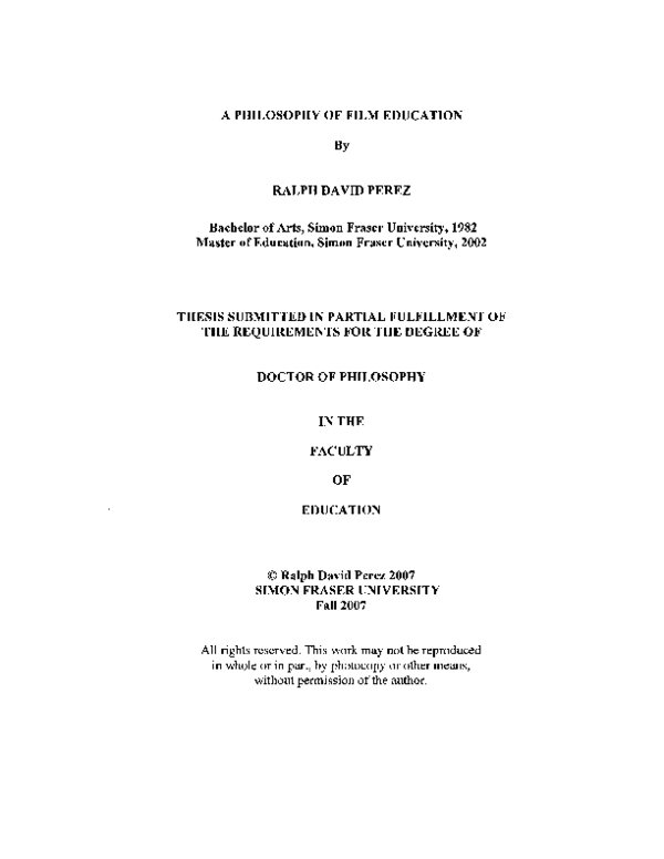 Pdf A Philosophy Of Film Education