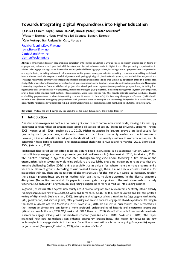 (PDF) Towards Integrating Digital Preparedness into Higher Education