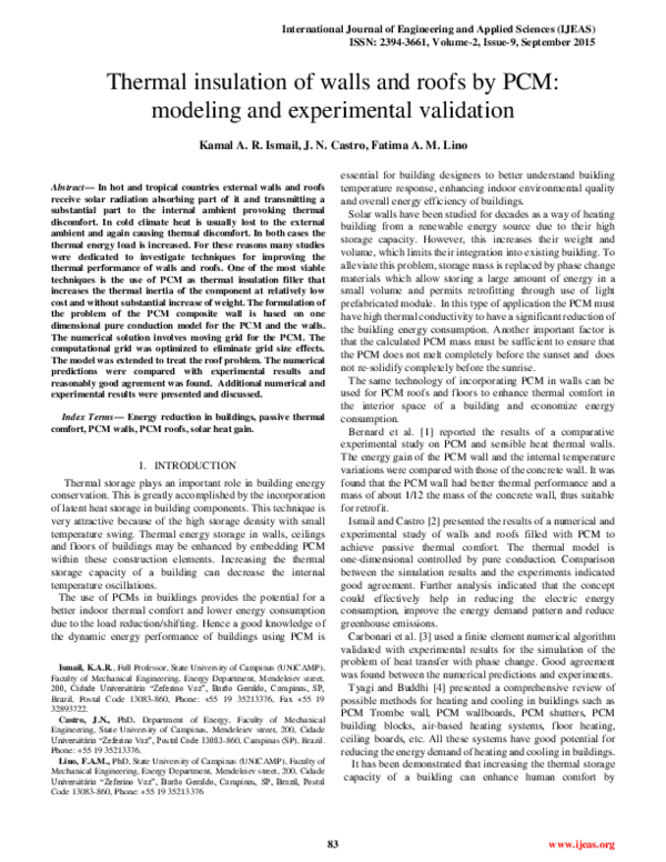 (PDF) Thermal insulation of walls and roofs by PCM