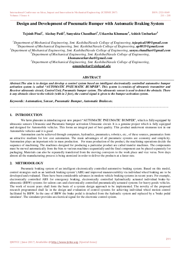 (PDF) Design and Development of Pneumatic Bumper with Automatic Braking ...