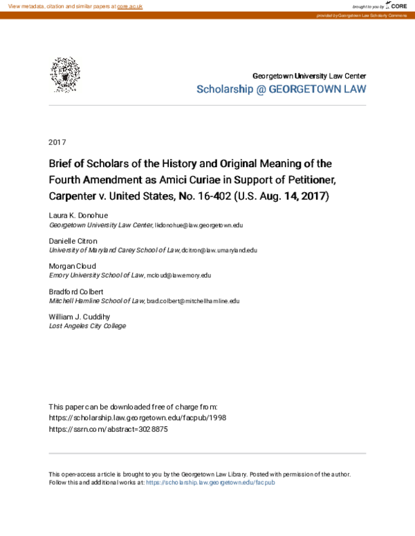 (PDF) Brief of Scholars of the History and Original Meaning of the ...