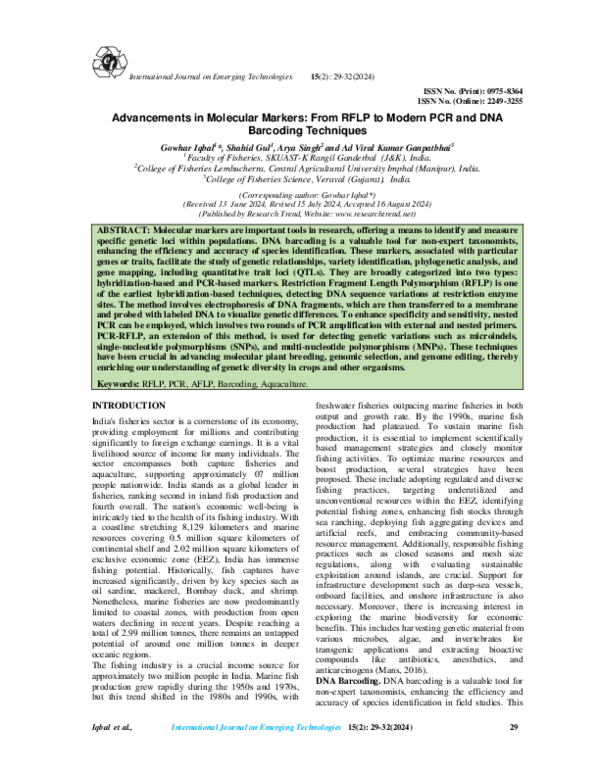 (PDF) Advancements in Molecular Markers: From RFLP to Modern PCR and ...