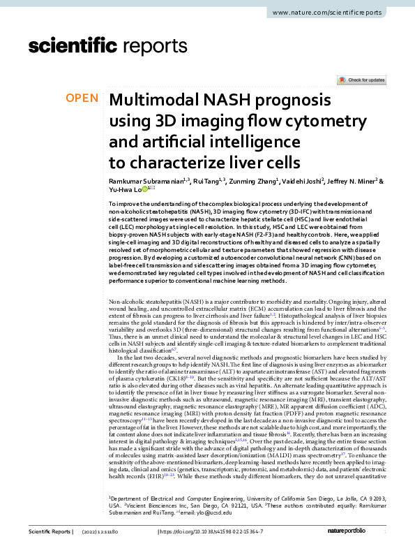 (PDF) Multimodal NASH prognosis using 3D imaging flow cytometry and artificial intelligence to ...