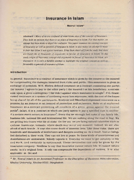 (PDF) Insurance in Islam