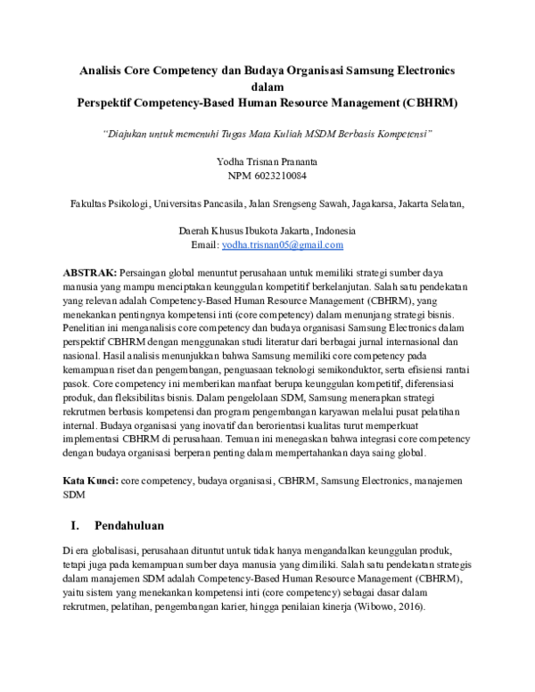 (PDF) Analisis Core Competency dan Budaya Organisasi Samsung ...