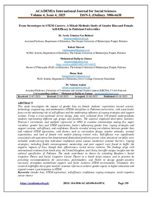(PDF) From Stereotypes to STEM Careers: A Mixed-Methods Study of Gender ...