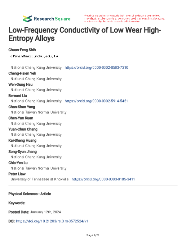 (PDF) Low-Frequency Conductivity of Low Wear High-Entropy Alloys