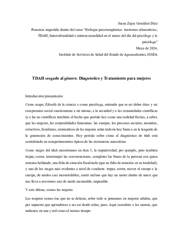 (PDF) TDAH sesgado al género: Diagnóstico y Tratamiento para mujeres