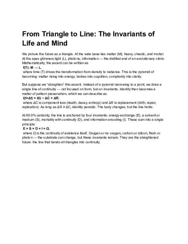 (PDF) From Triangle to Line: The Invariants of Life and Mind