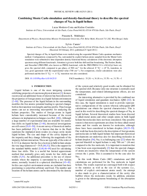 (PDF) Combining Monte Carlo simulation and density-functional theory to ...