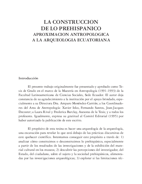 (PDF) LA CONSTRUCCION DE LO PREHISPANICO