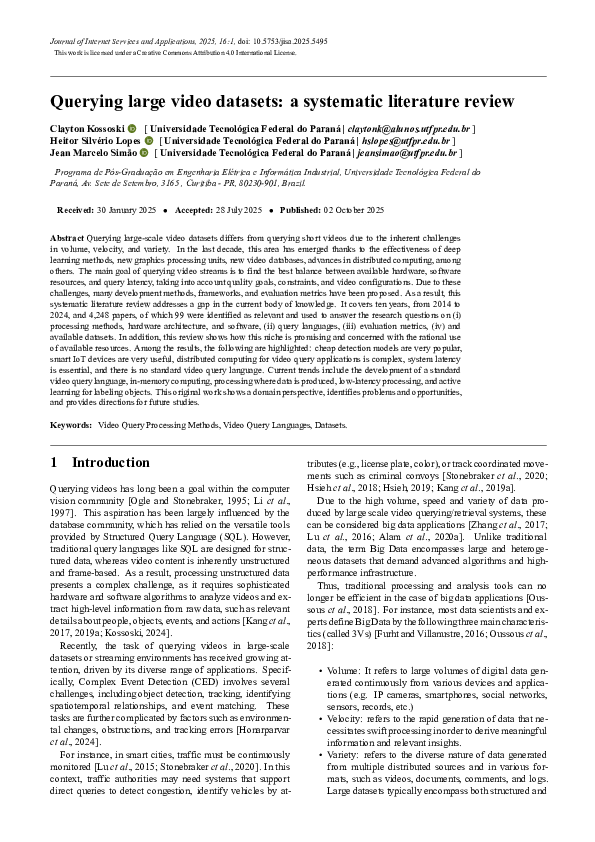(PDF) Querying large video datasets: a systematic literature review
