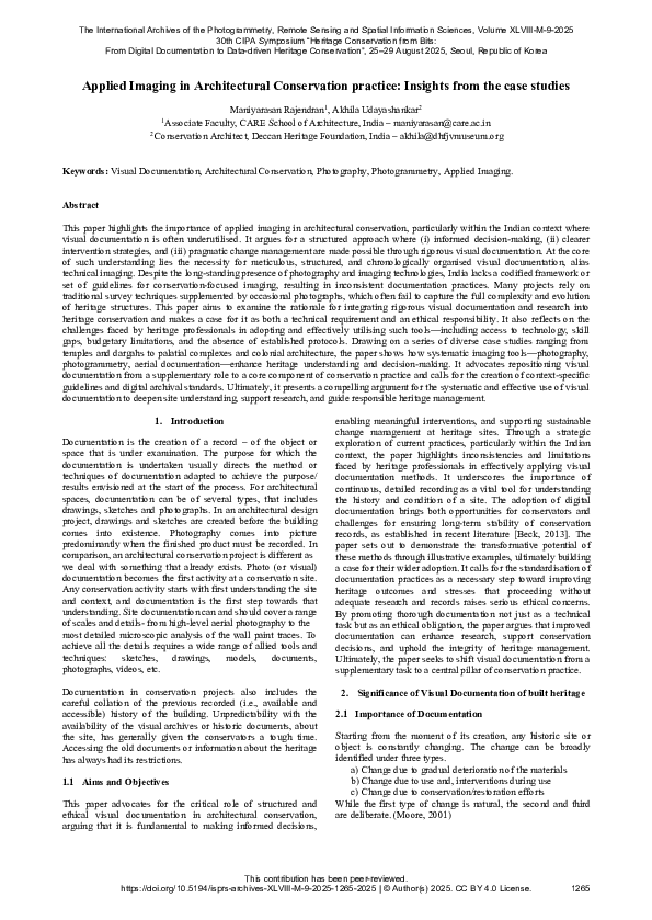 (PDF) Applied Imaging in Architectural Conservation practice: Insights ...