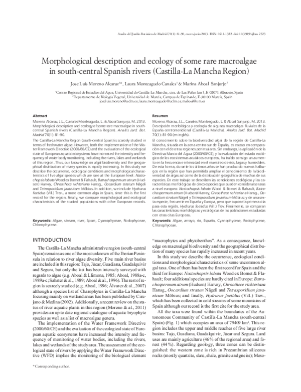 (PDF) Morphological description and ecology of some rare macroalgae in south-central Spanish ...