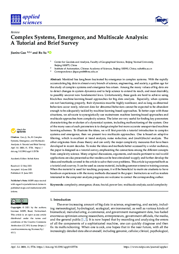 (PDF) Complex Systems, Emergence, and Multiscale Analysis: A Tutorial ...