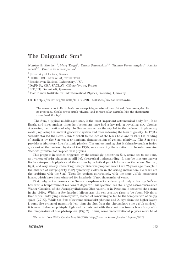 (PDF) The enigmatic Sun: A crucible for new physics