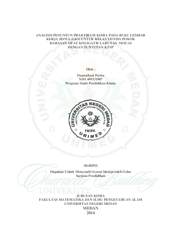 (PDF) Analisis Penuntun Praktikum Kimia Pada Buku Lembar Kerja Siswa (LKS) Untuk Kelas XII Sma ...
