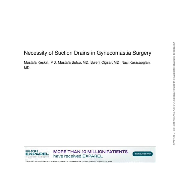 (PDF) Necessity of Suction Drains in Gynecomastia Surgery