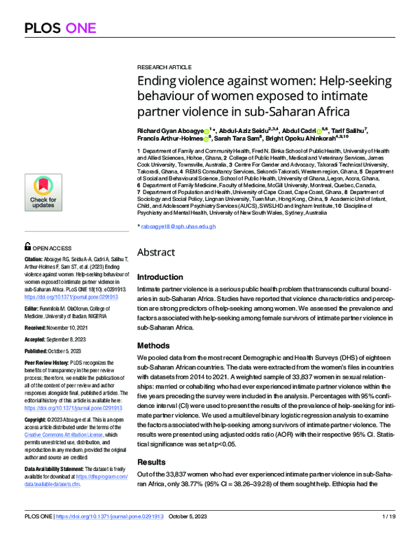 (PDF) Ending violence against women: Help-seeking behaviour of women ...