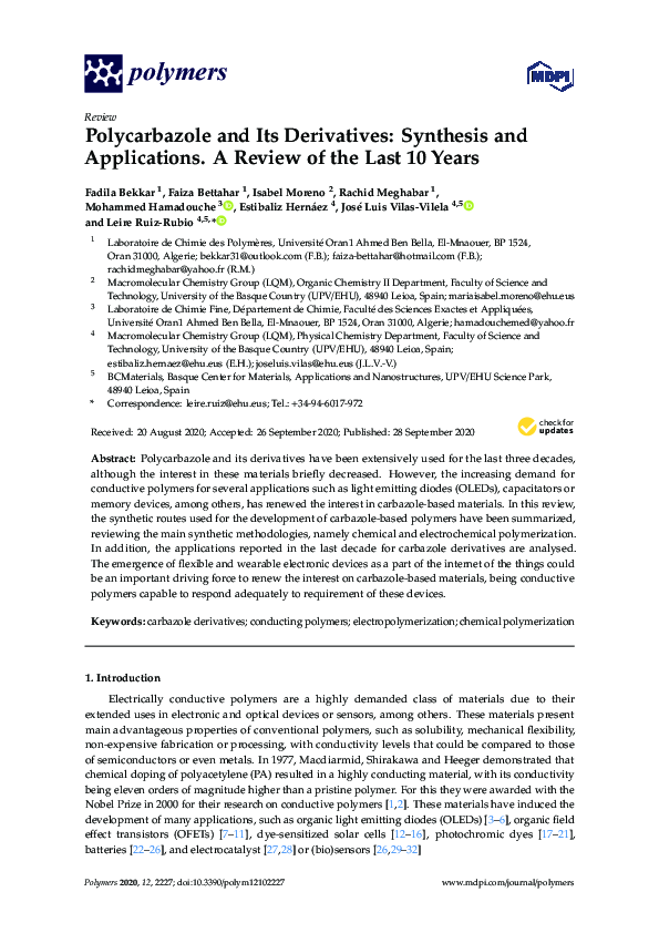 (PDF) Polycarbazole and Its Derivatives: Synthesis and Applications. A ...