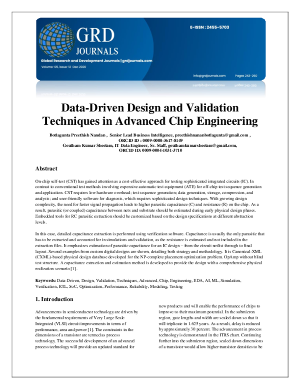 (PDF) Data-Driven Design and Validation Techniques in Advanced Chip Engineering