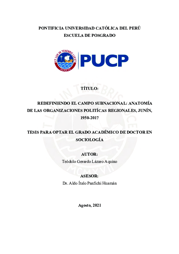 (PDF) Redefiniendo el campo subnacional: anatomía de las organizaciones ...