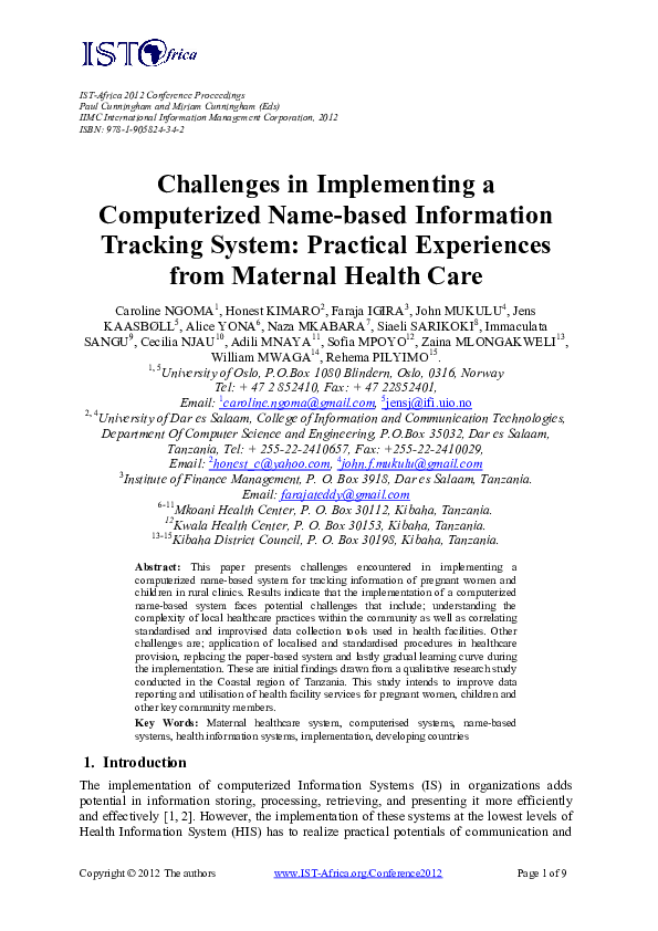 (PDF) Computerized Name-based Information Tracking System: Practical ...