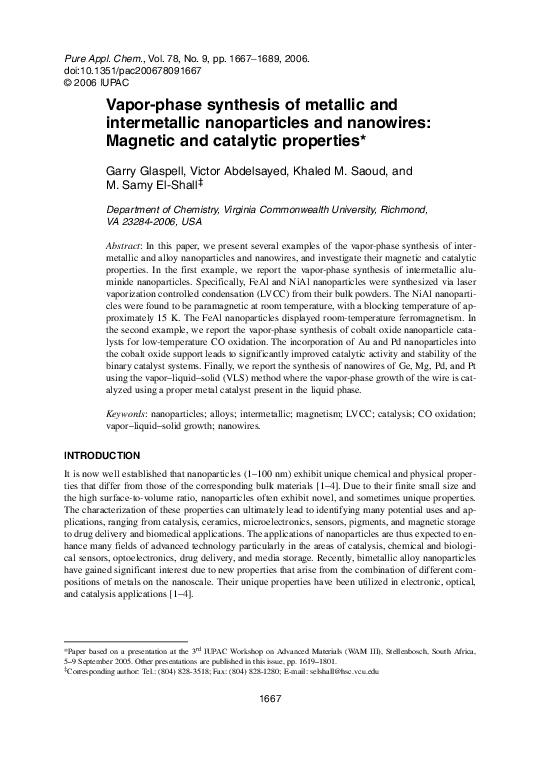 (PDF) Vapor-phase synthesis of metallic and intermetallic nanoparticles ...