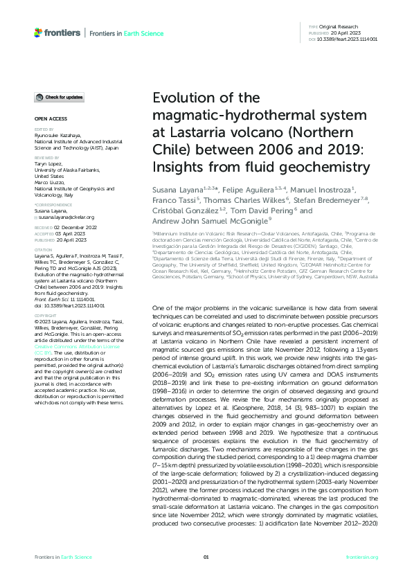 (PDF) Evolution of the magmatic-hydrothermal system at Lastarria ...