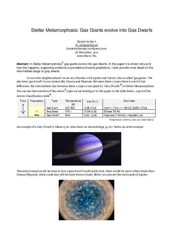 (PDF) Stellar Metamorphosis: Gas Giants evolve into Gas Dwarfs