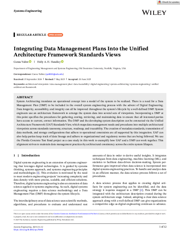(PDF) Integrating Data Management Plans Into the Unified Architecture ...