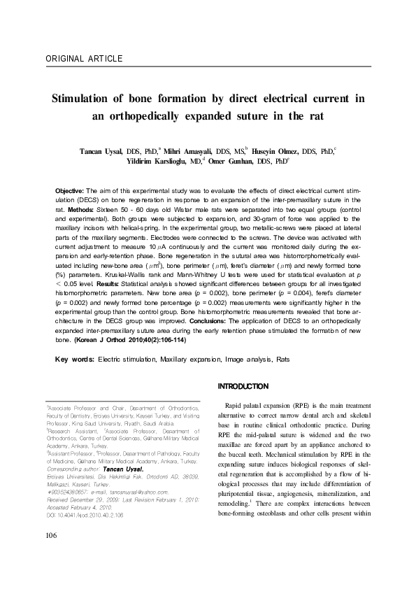 (PDF) Stimulation of bone formation by direct electrical current in an ...