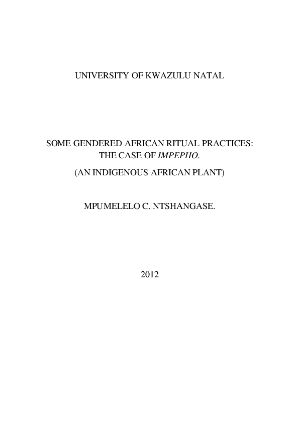 (PDF) Some gendered African ritual practices : the case of impepho (an ...