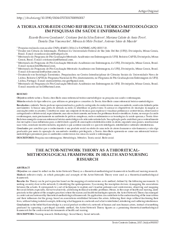 (PDF) The Actor-Network Theory as a Theoretical-Methodological ...
