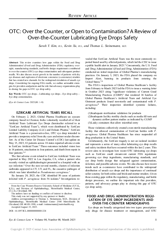(PDF) OTC: Over the Counter, or Open to Contamination? A Review of Over ...