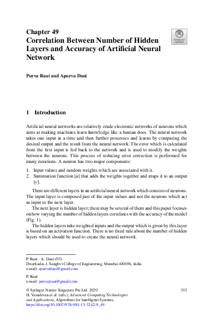(PDF) Correlation Between Number of Hidden Layers and Accuracy of ...