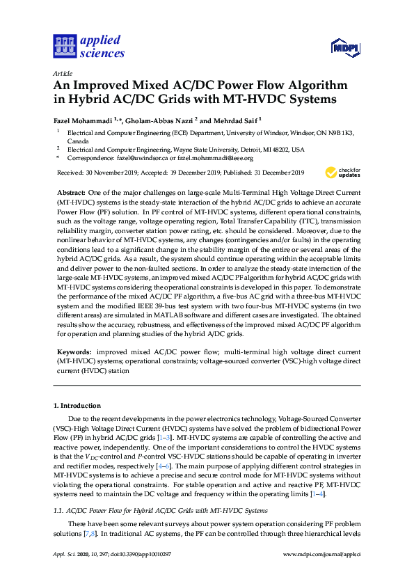 (PDF) An Improved Mixed AC/DC Power Flow Algorithm in Hybrid AC/DC ...